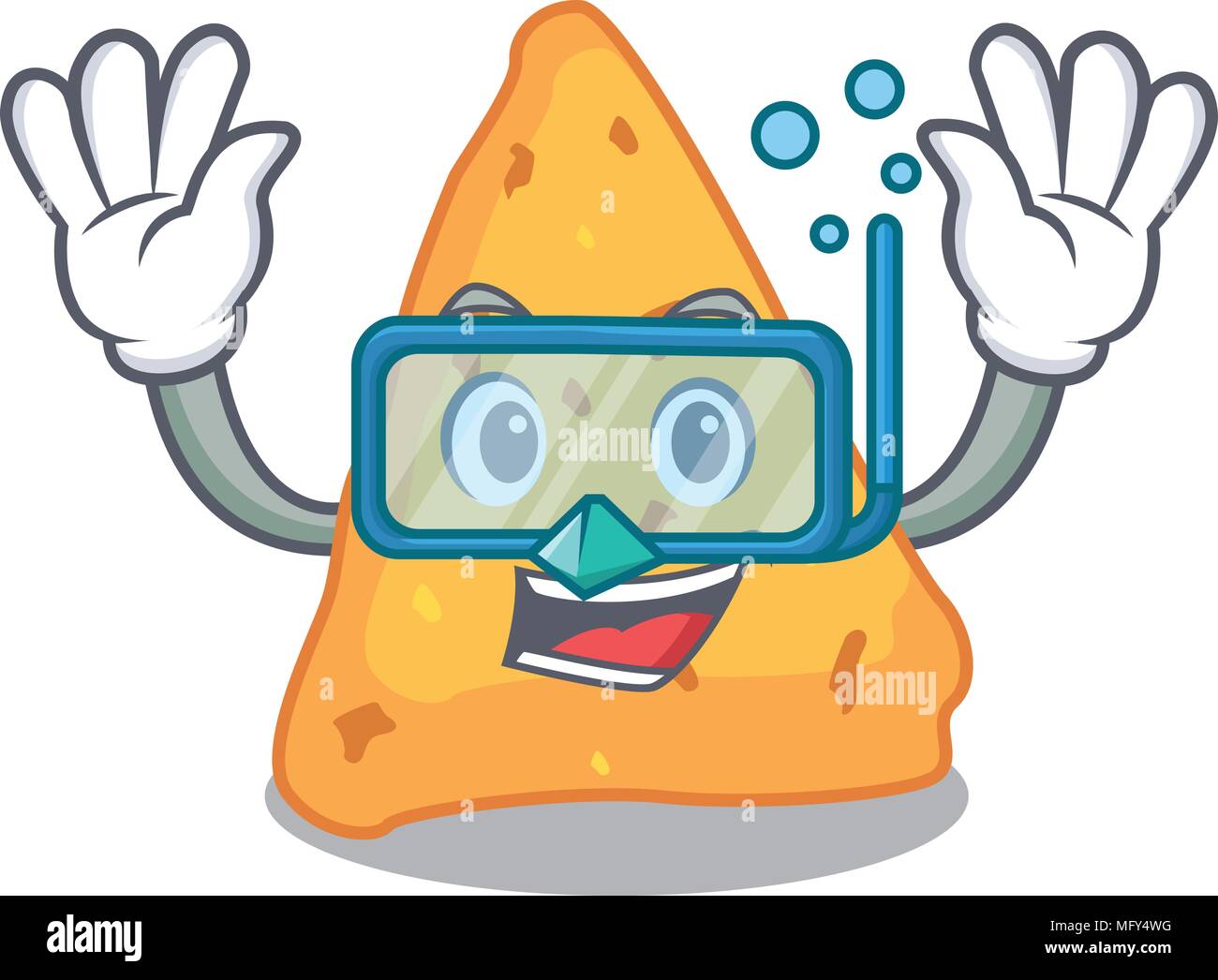 Diving nachos character cartoon style vector illustration Stock Vector ...