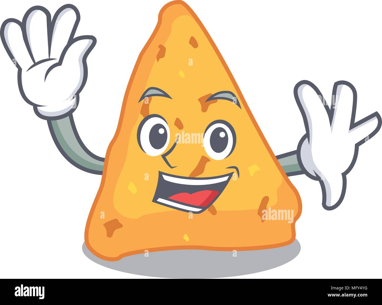 Waving nachos character cartoon style vector illustration Stock Vector ...