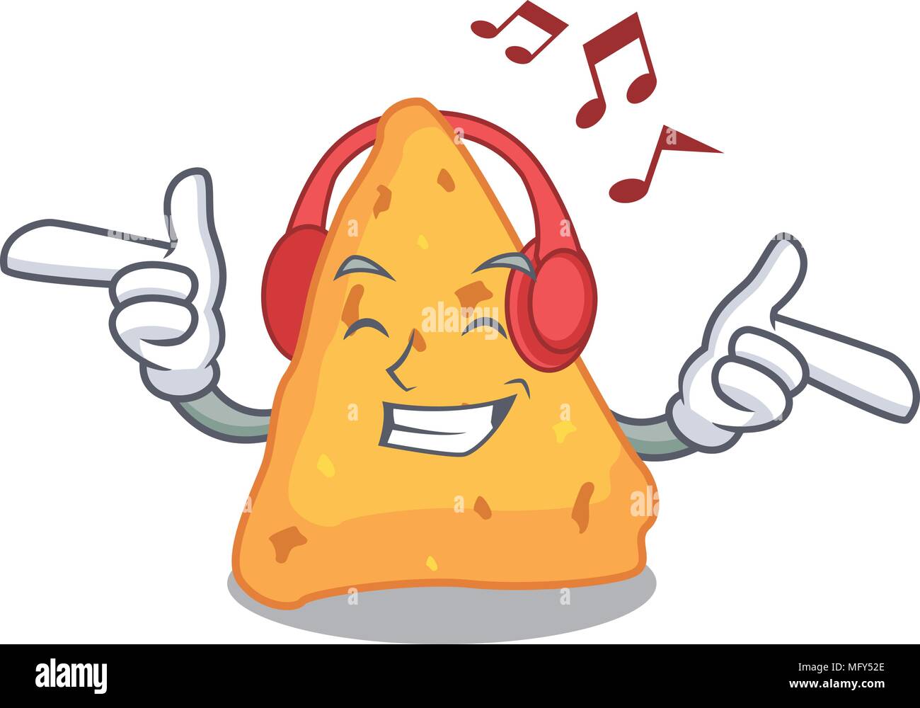 Listening music nachos mascot cartoon style vector illustration Stock ...