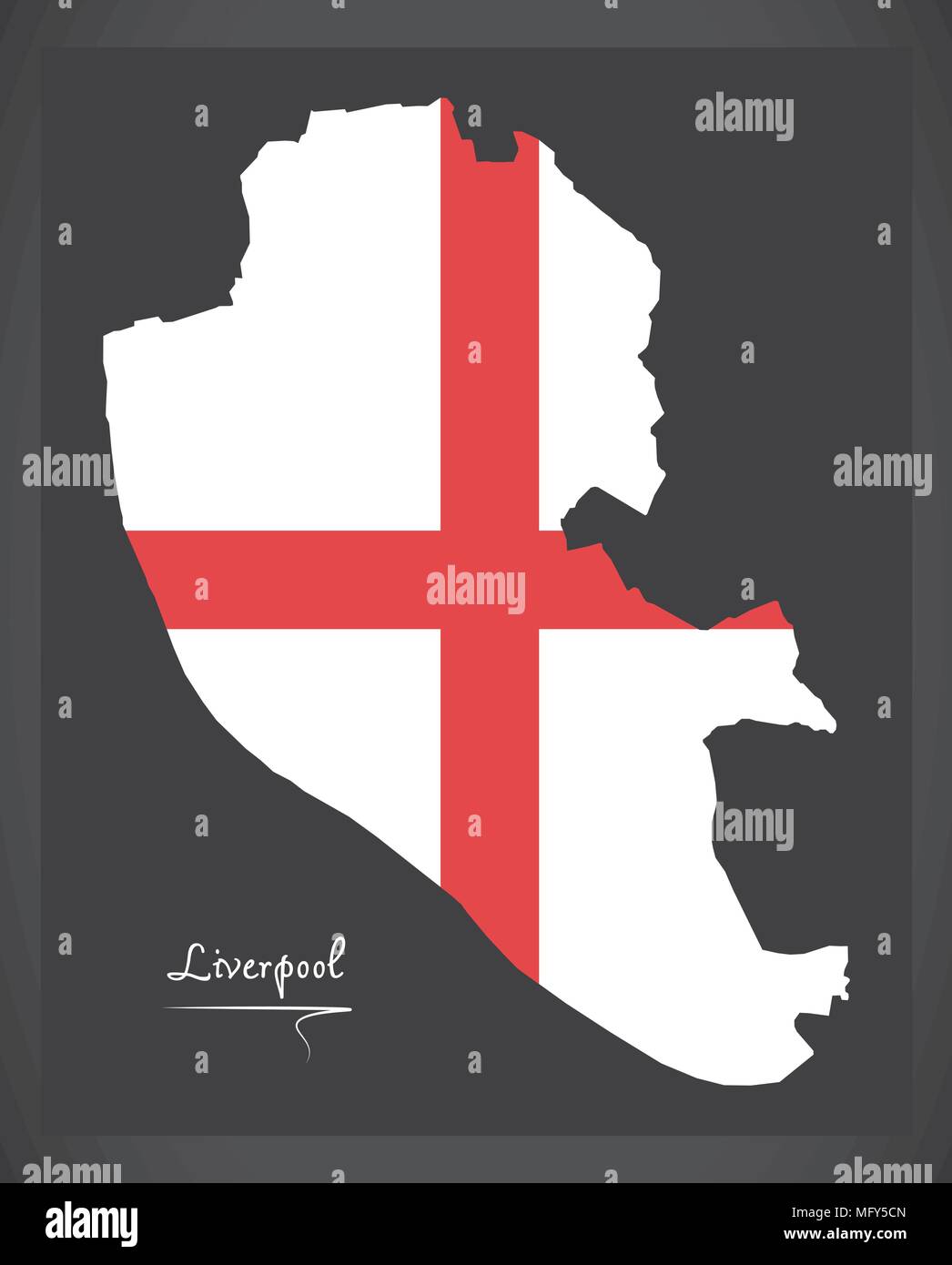 Liverpool map with English national flag illustration Stock Vector ...