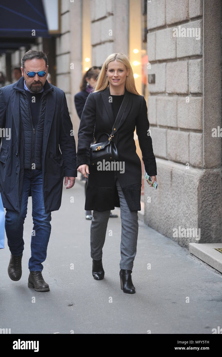 Michelle Hunziker shops at Banner in downtown Milan, Italy. Featuring ...