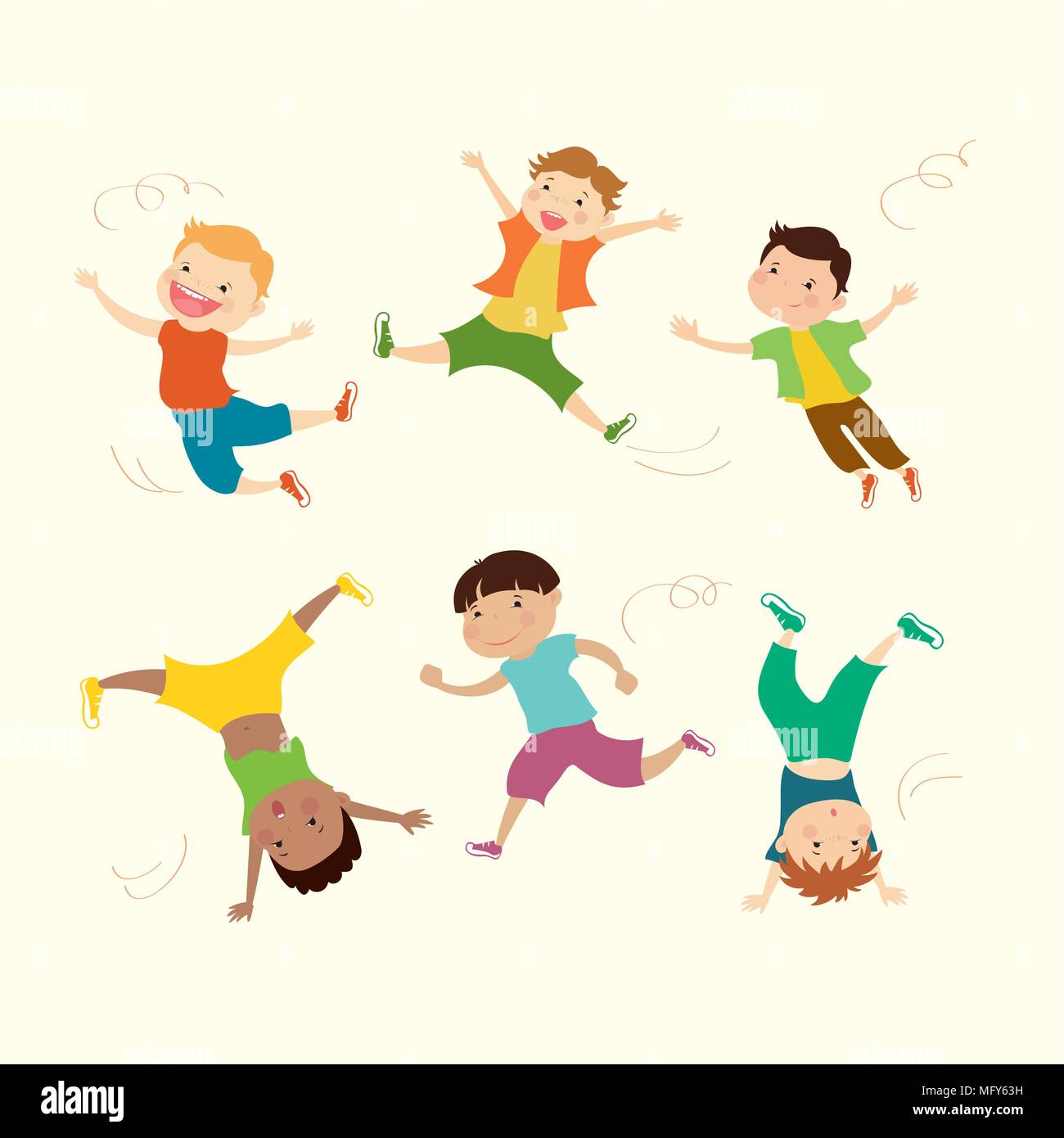 Boy vector mascot in 6 action poses,cartoon vector illustration Stock ...