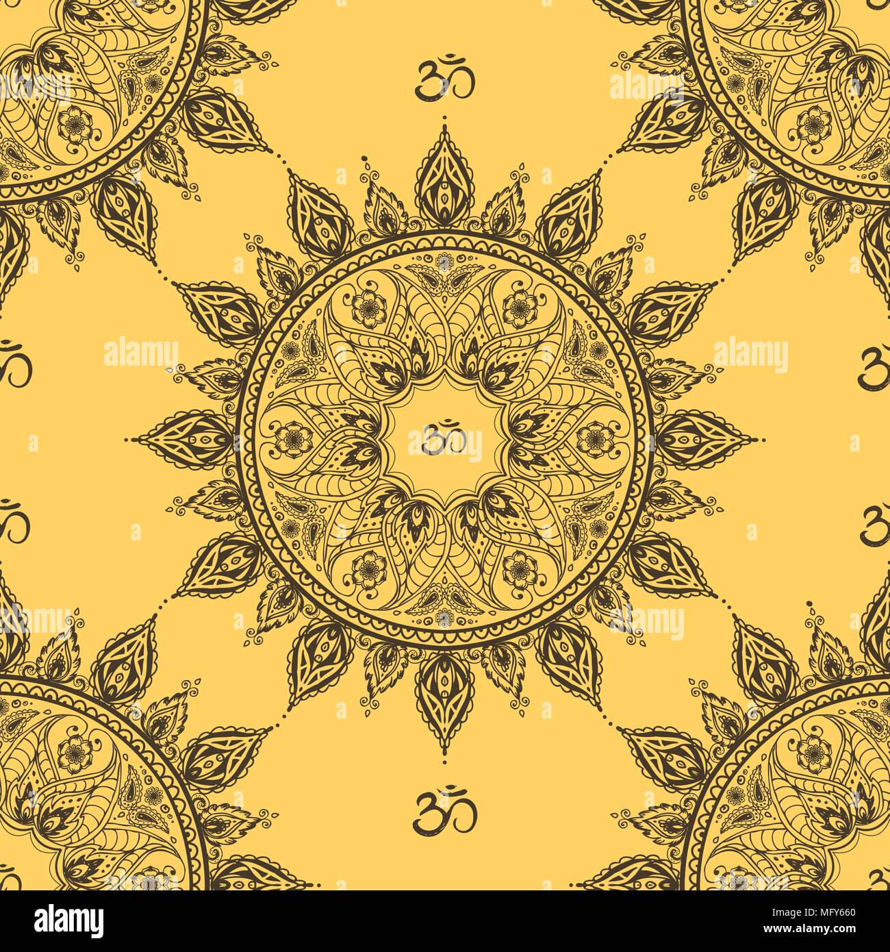 Ornamental Ethnic Mandala Seamless Pattern Stock Vector Illustration
