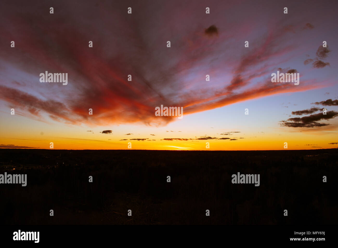 sunset from a hill Stock Photo - Alamy