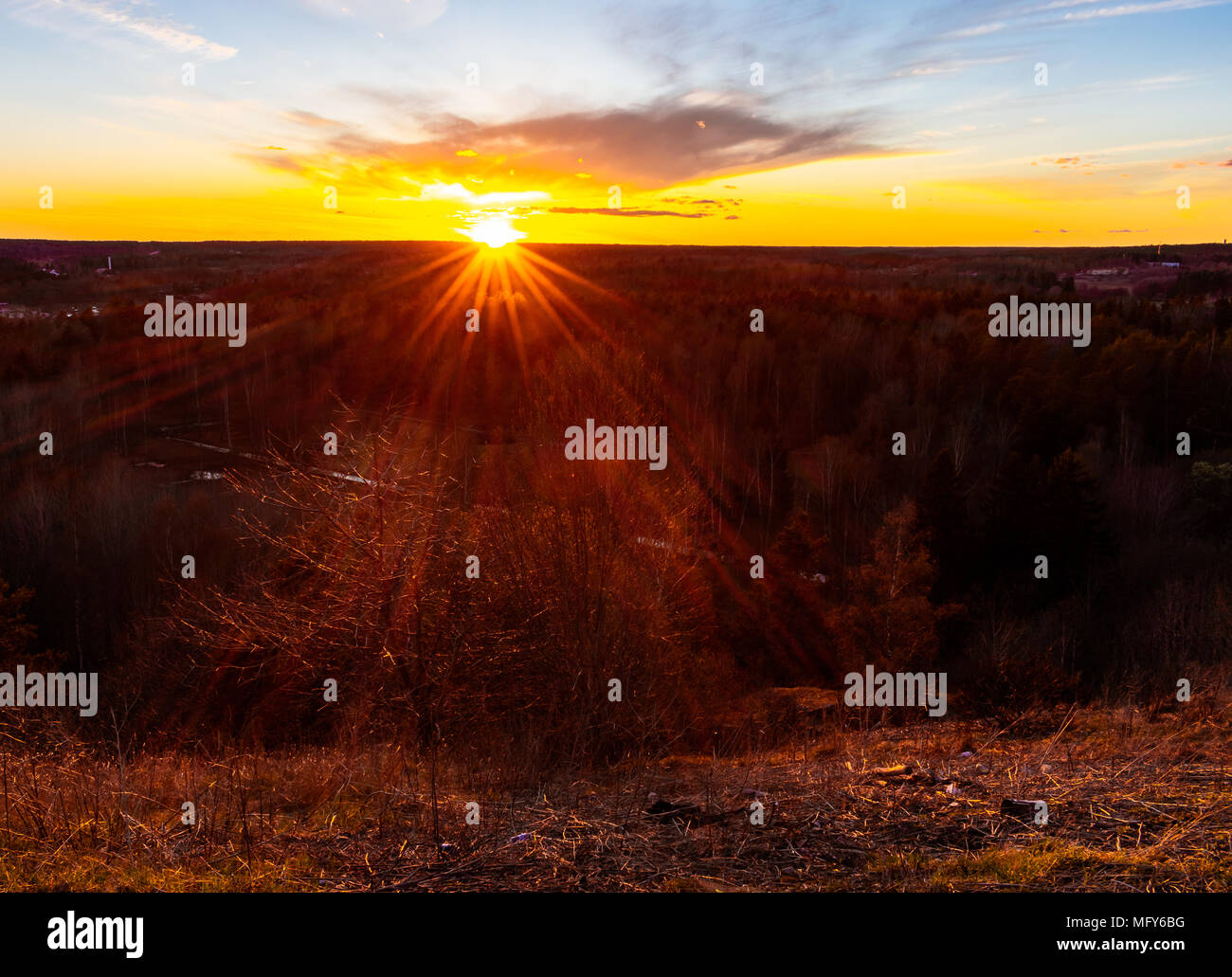 sunset from a hill Stock Photo - Alamy