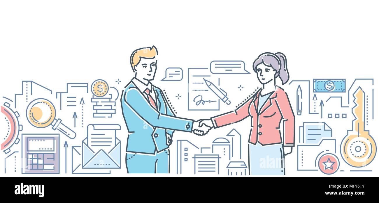 Business partnership - modern flat design style colorful illustration ...