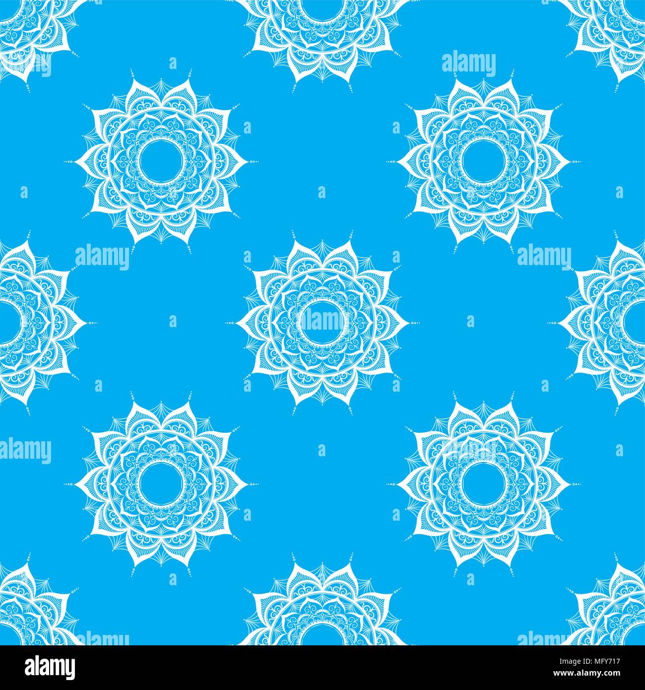 Hand drawn seamless pattern with mandalas, vector illustration Stock ...