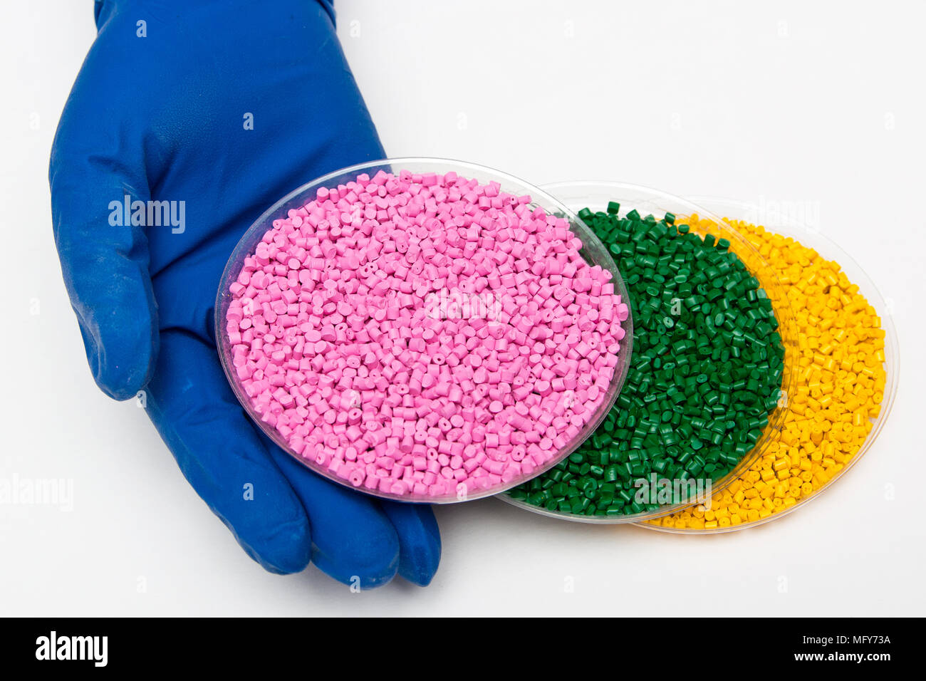 Plastic pellets. Polymeric dye. Colorant for plastics in the granules ...