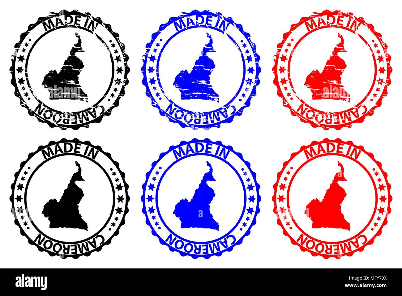 Made in Cameroon - rubber stamp - vector, Cameroon map pattern - black ...