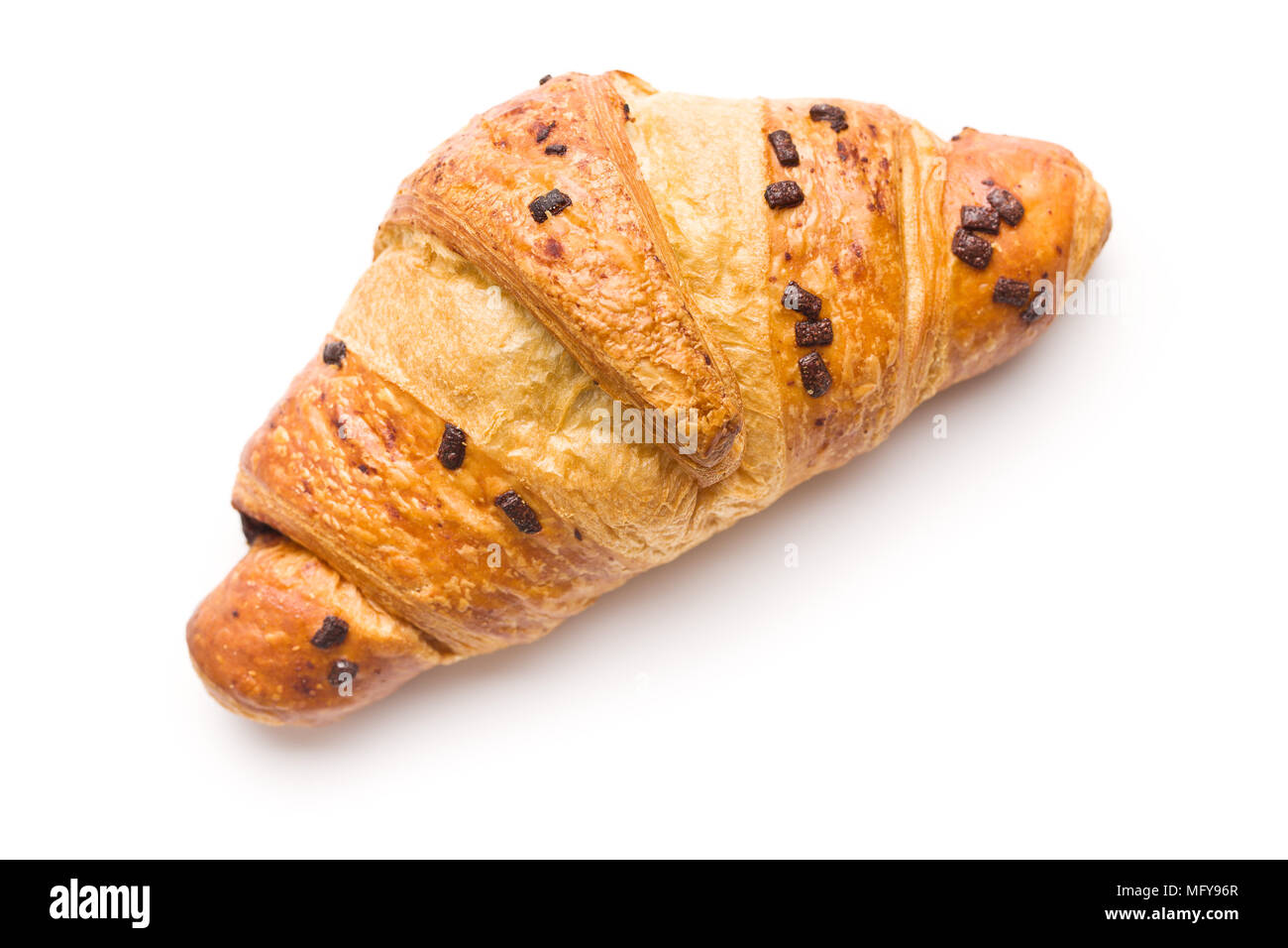Croissant with chocolate crumbs isolated on white background Stock ...