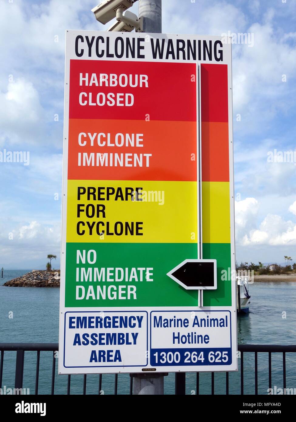 A warning sign in the form of a indicator board alerting people to the ...