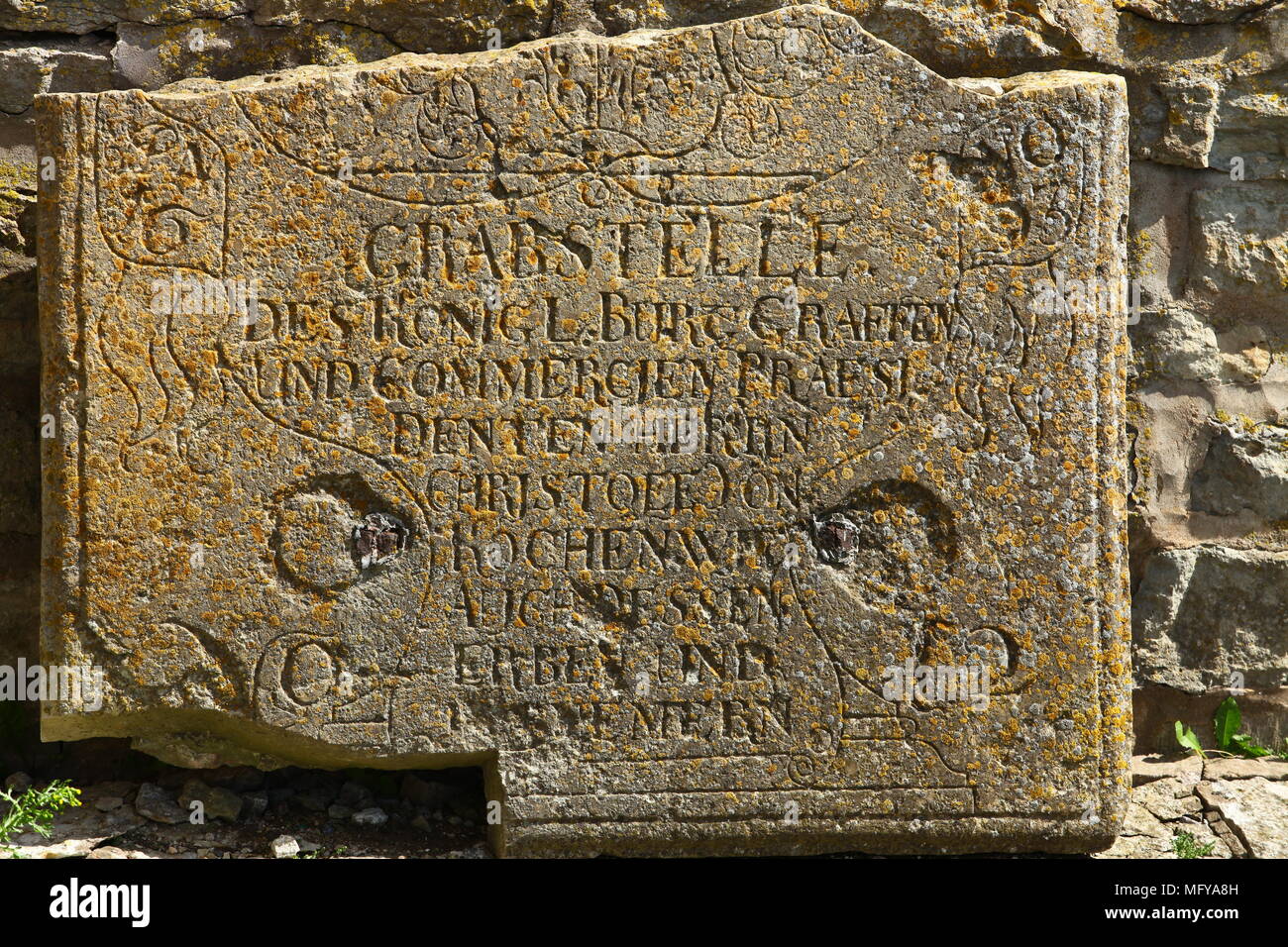 broken gravestone in the old cemetery close to Stock Photo - Alamy