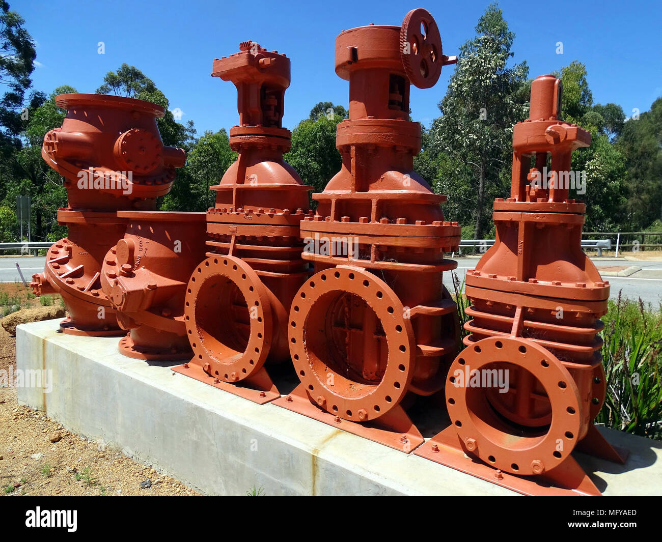 Mundaring, Western Australia-Dec 27, 2017: Old valves on display at the ...