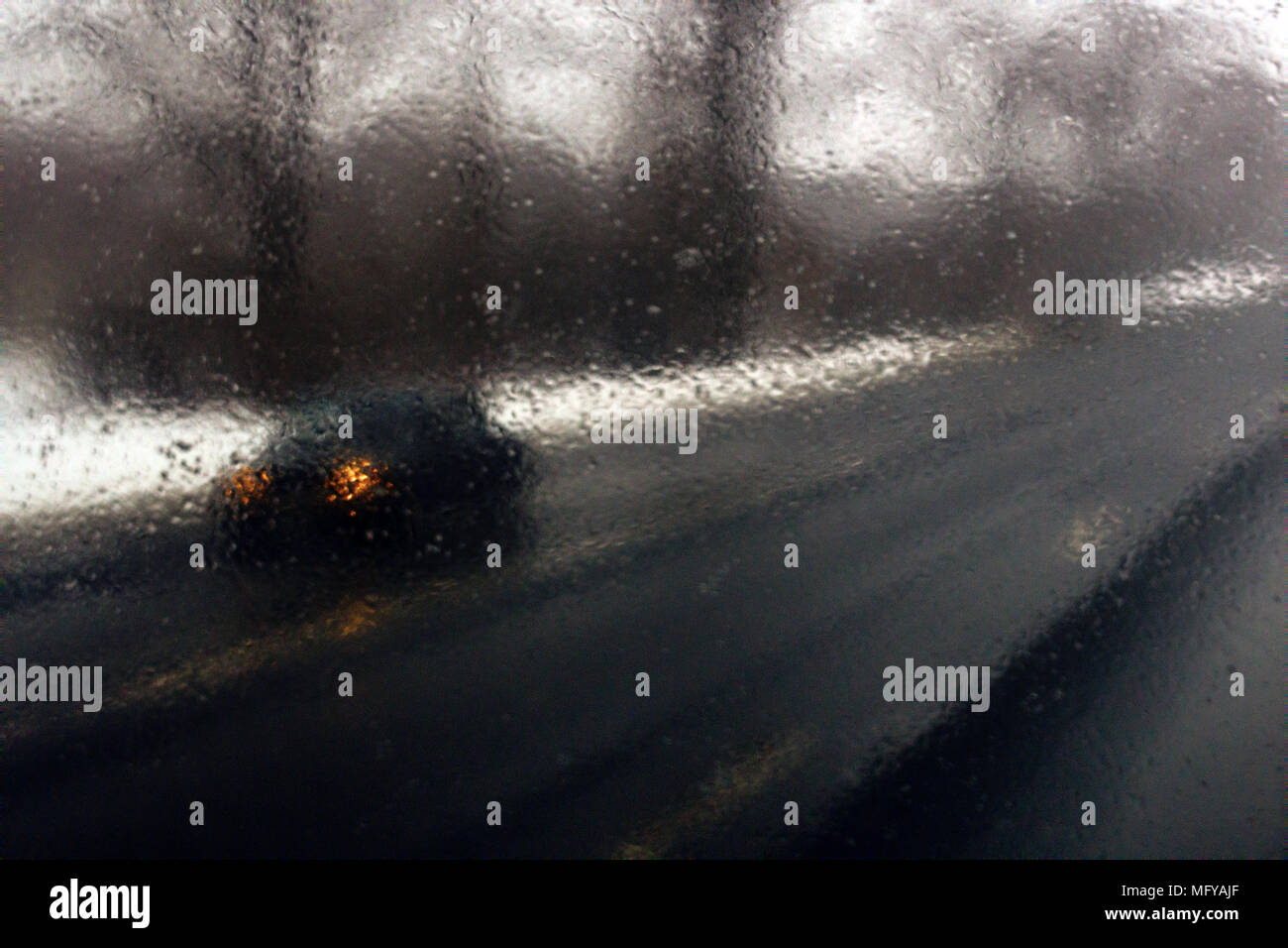 cars on highway, winter fog and poor visibility and depressing ...