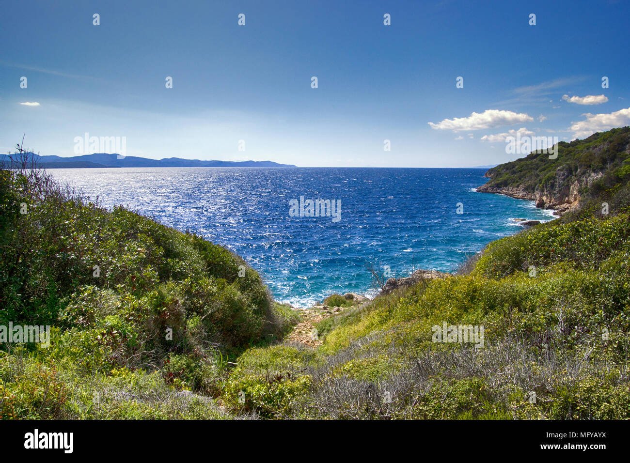 Mediterranean cliffs view from shore of sea. breathtaking landscapes of ...