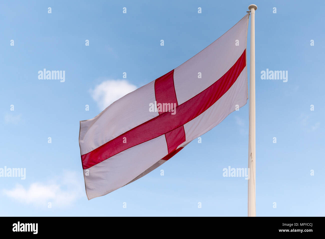 national flag of England St Georges flag blowing in the wind with blue ...