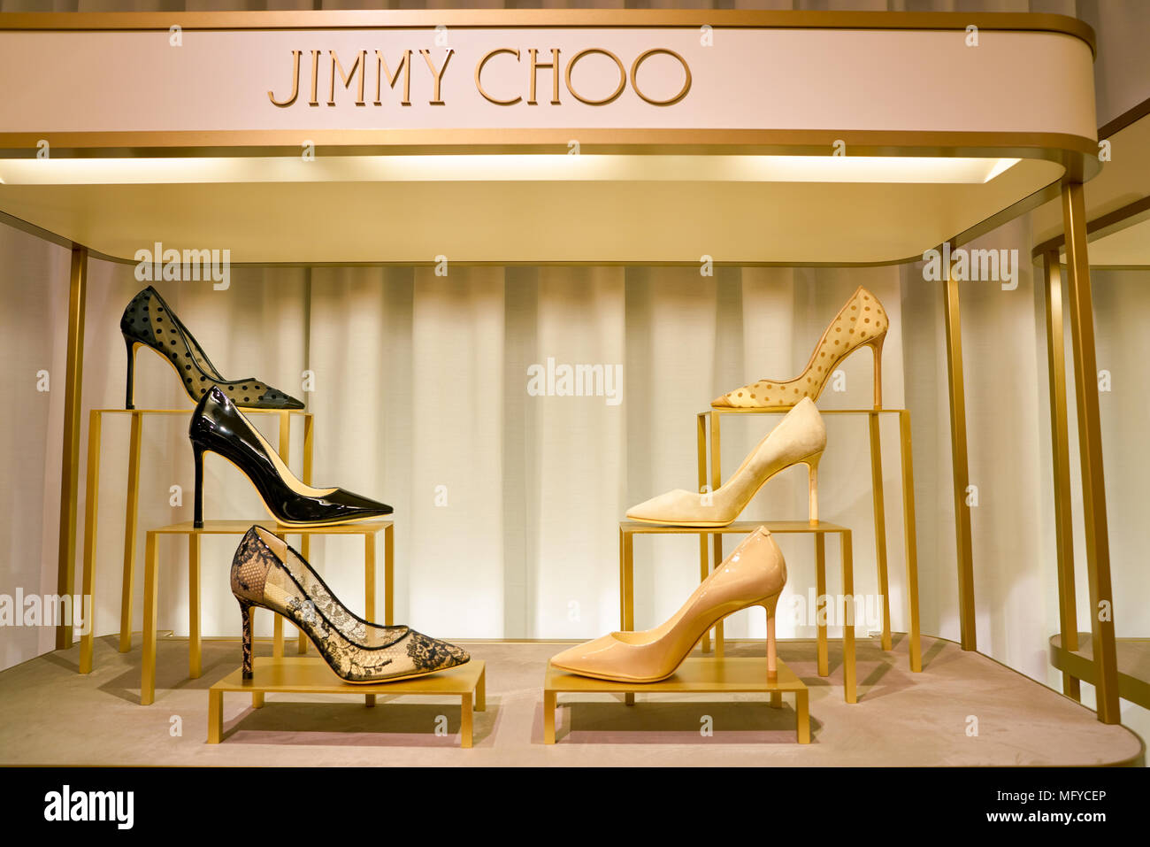 ROME, ITALY - CIRCA NOVEMBER, 2017: Jimmy Choo shoes on display at a ...