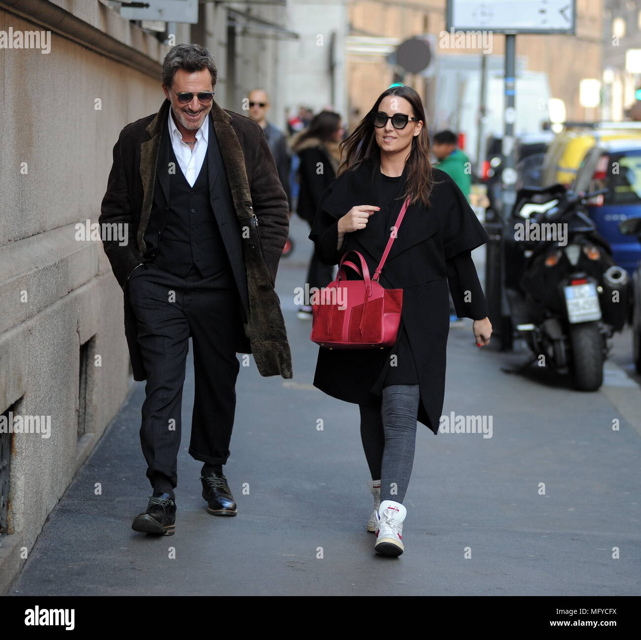 Filippo Nardi shopping at Saint Laurent with a female friend in Milan ...