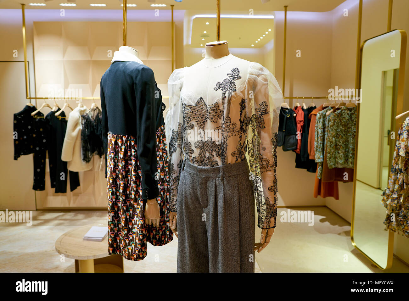 ROME, ITALY - CIRCA NOVEMBER, 2017: Chloe clothing on display at a ...