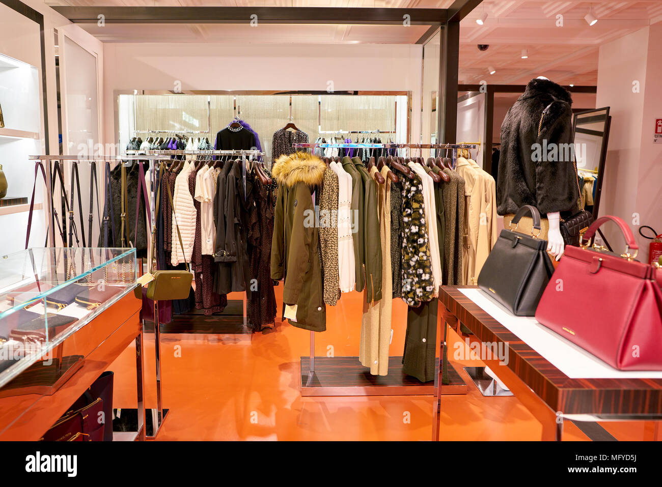 ROME, ITALY - CIRCA NOVEMBER, 2017: women's clothing on display at a ...