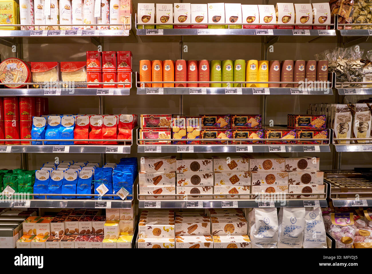 ROME, ITALY - CIRCA NOVEMBER, 2017: a variety of goods on display at a ...