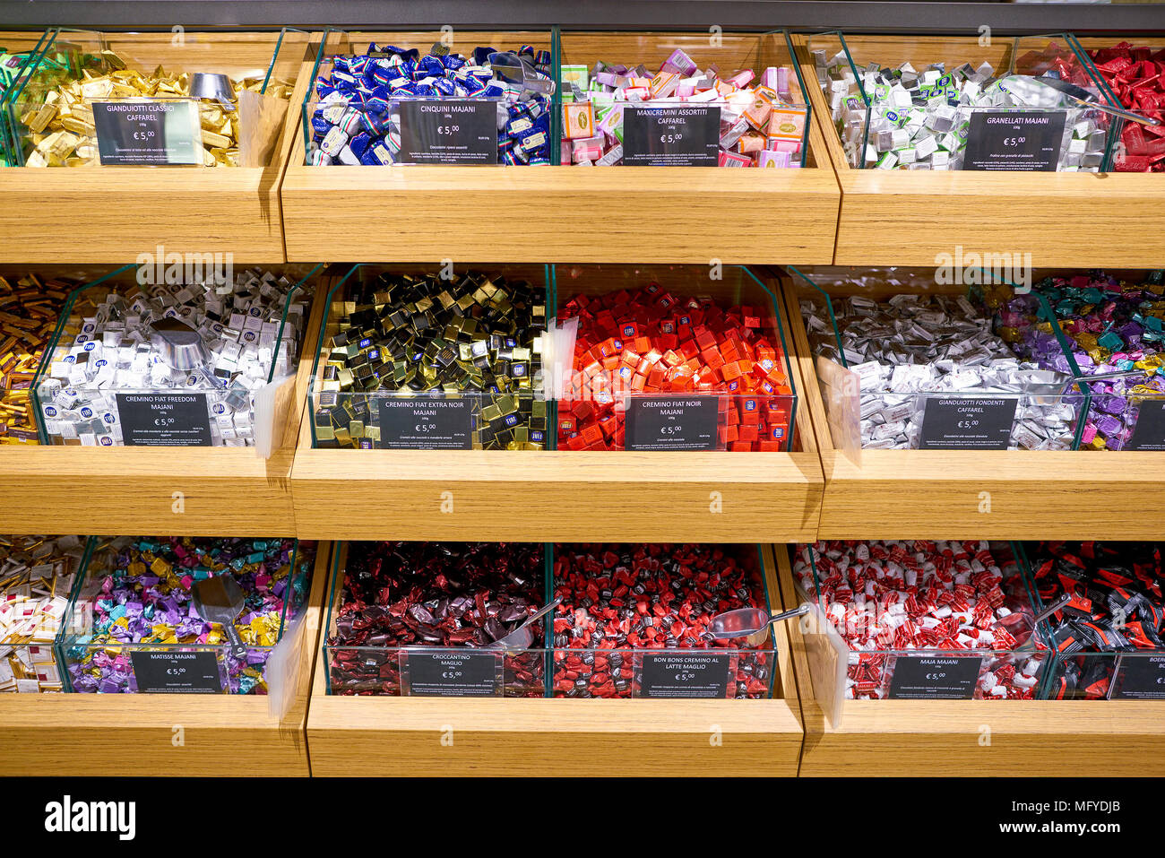 ROME, ITALY - CIRCA NOVEMBER, 2017: a variety of goods on display at a ...