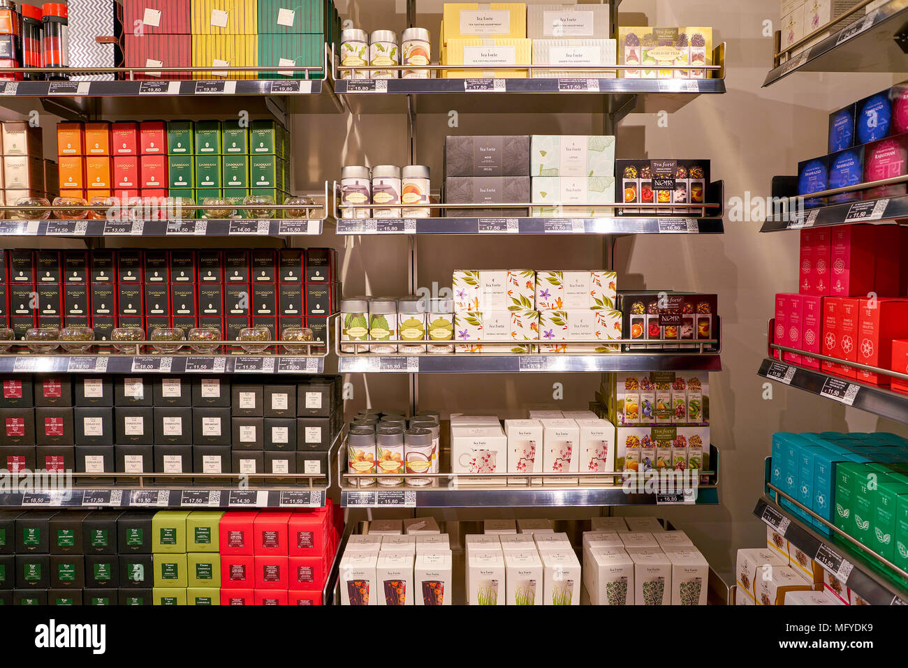 ROME, ITALY - CIRCA NOVEMBER, 2017: a variety of tea on display at a ...