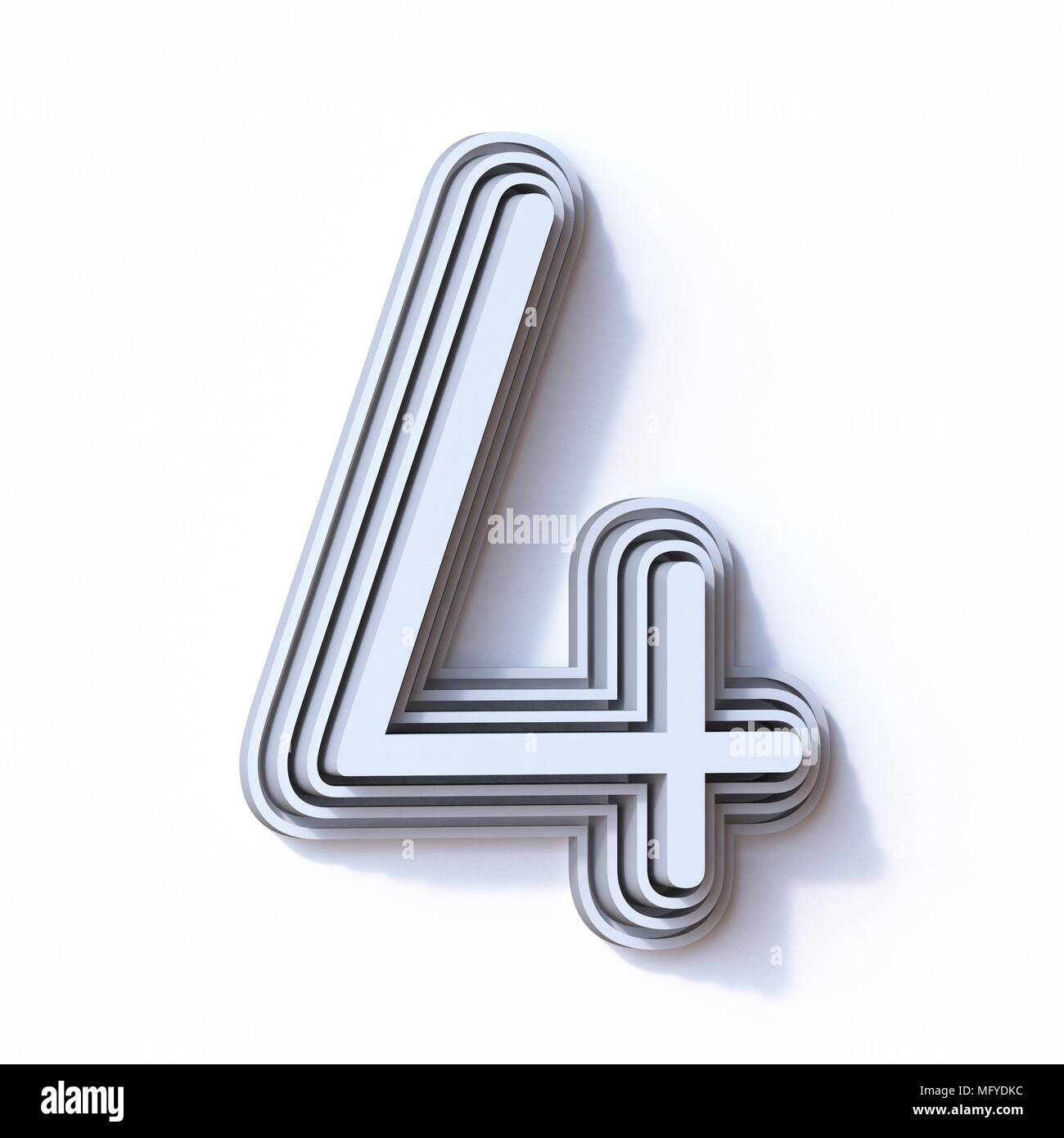 Three steps font number 4 FOUR 3D render illustration isolated on white ...