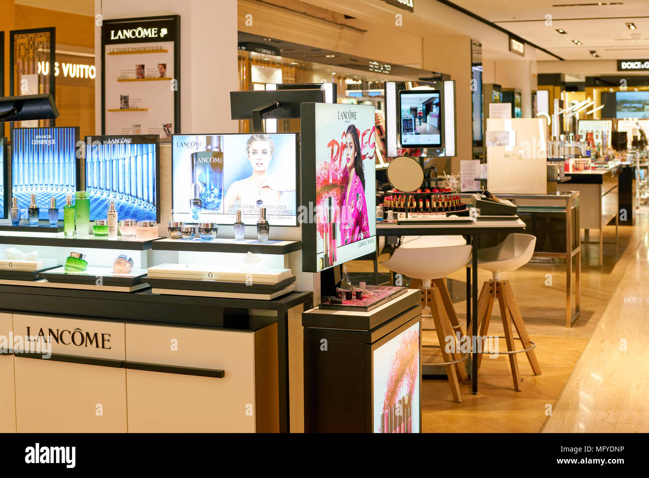 ROME, ITALY - CIRCA NOVEMBER, 2017: Lancome products sit on display at ...