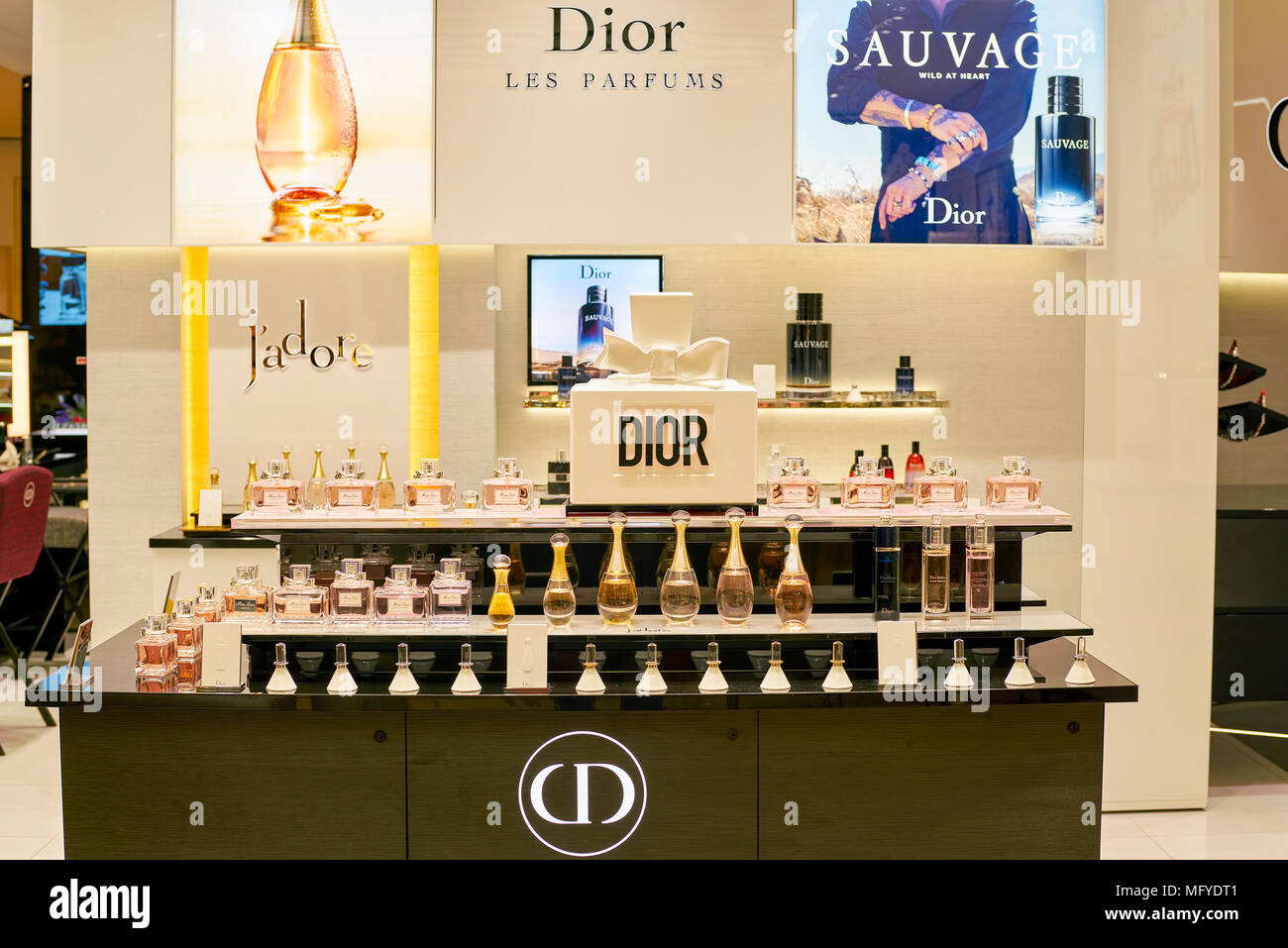 ROME, ITALY - CIRCA NOVEMBER, 2017: bottles of Dior fragrance sit on ...