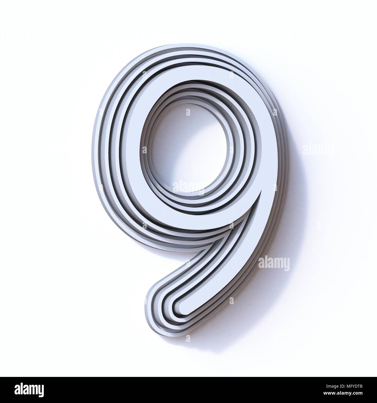 Three steps font number 9 NINE 3D render illustration isolated on white ...