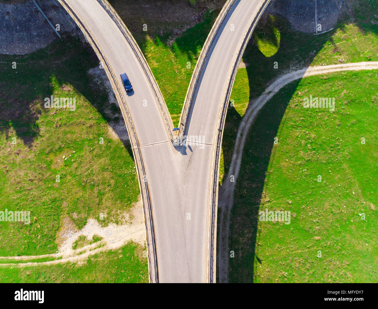 aerial view of bridge and car driving on the road Stock Photo - Alamy