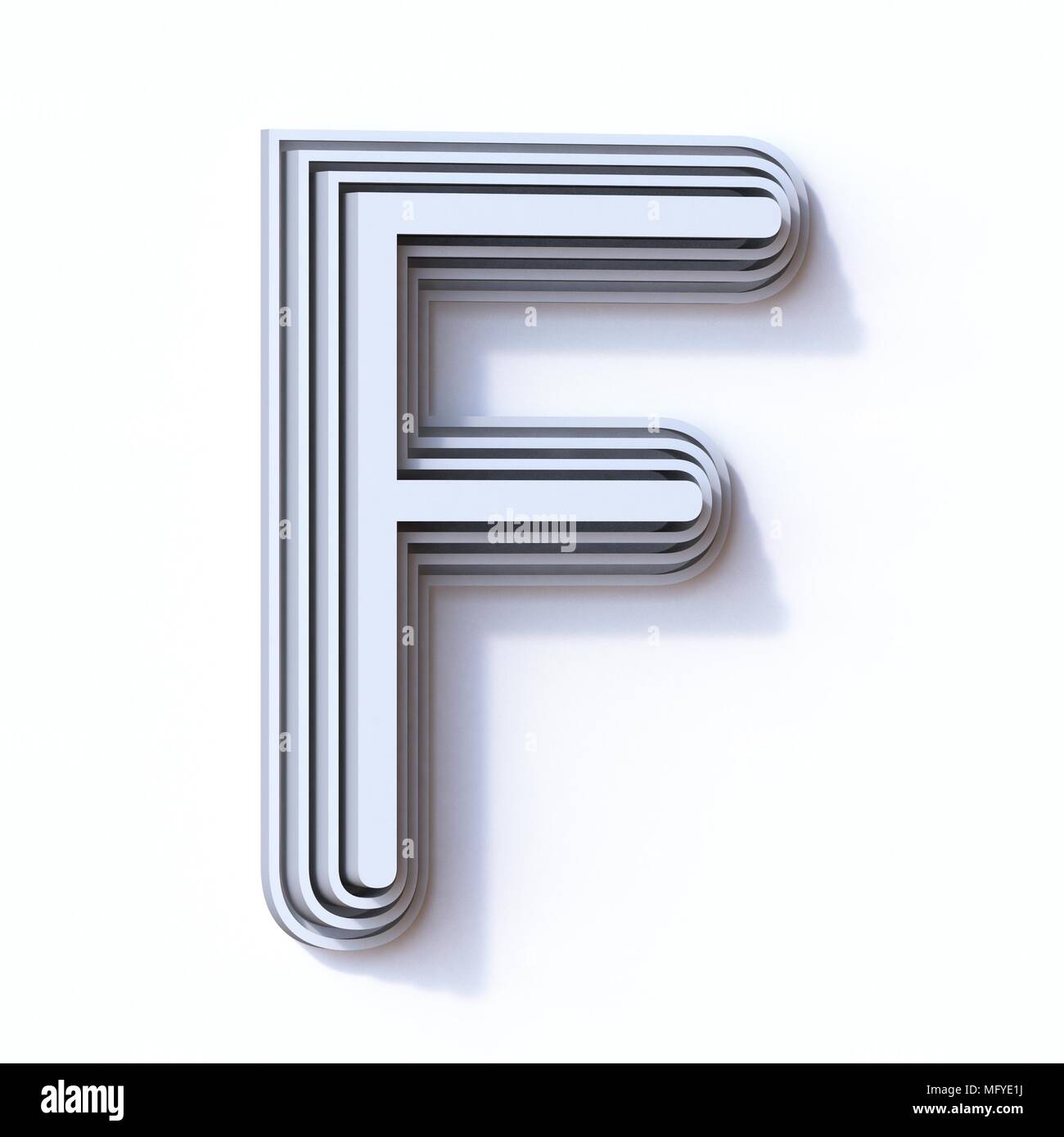 Three steps font letter F 3D render illustration isolated on white ...