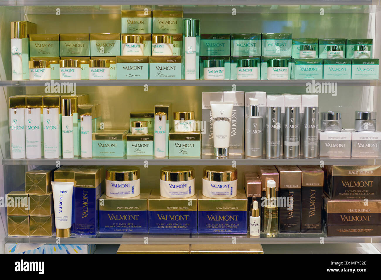 ROME, ITALY - CIRCA NOVEMBER, 2017: Valmont cosmetics sit on display at ...