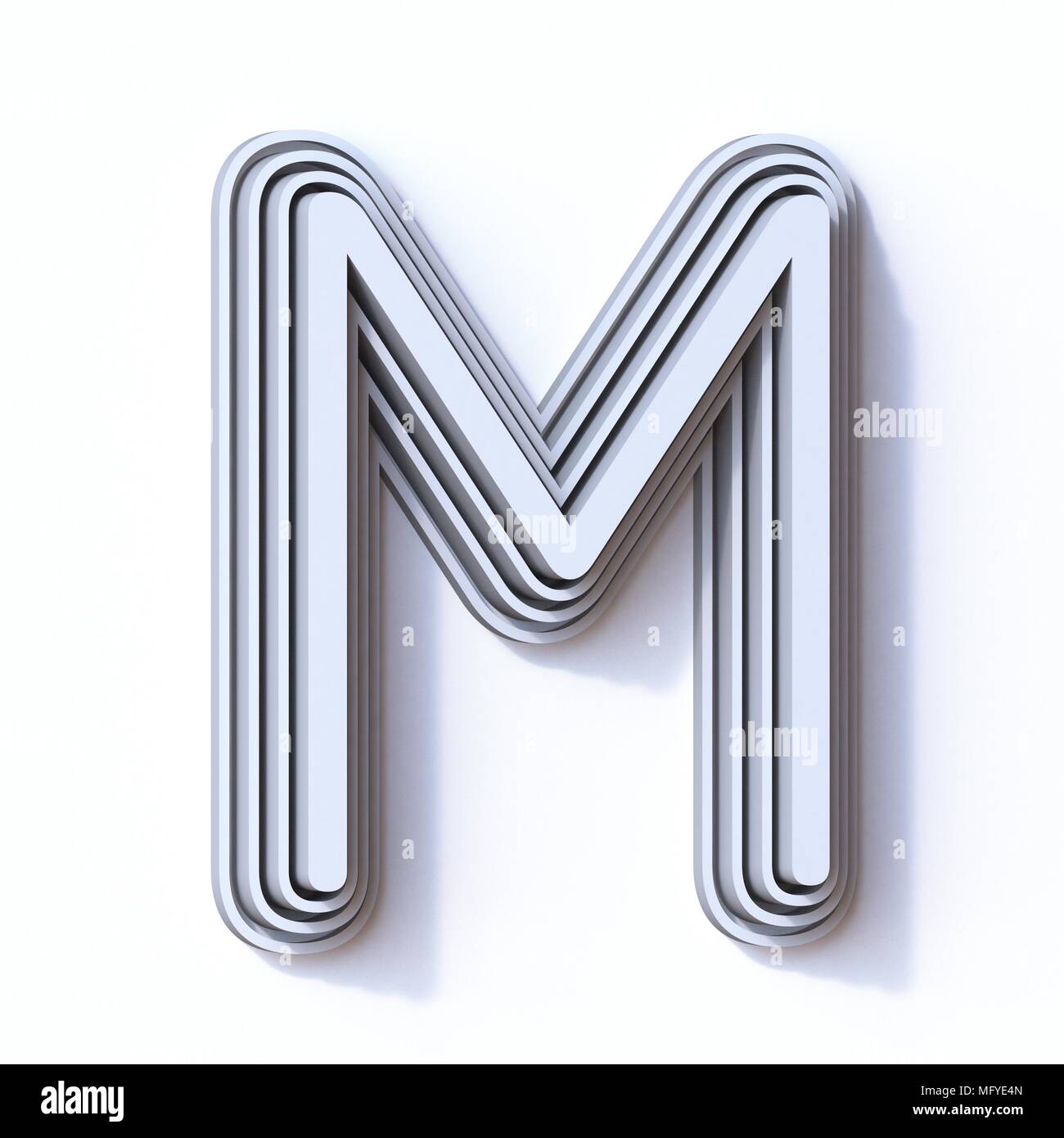 Three steps font letter M 3D render illustration isolated on white ...