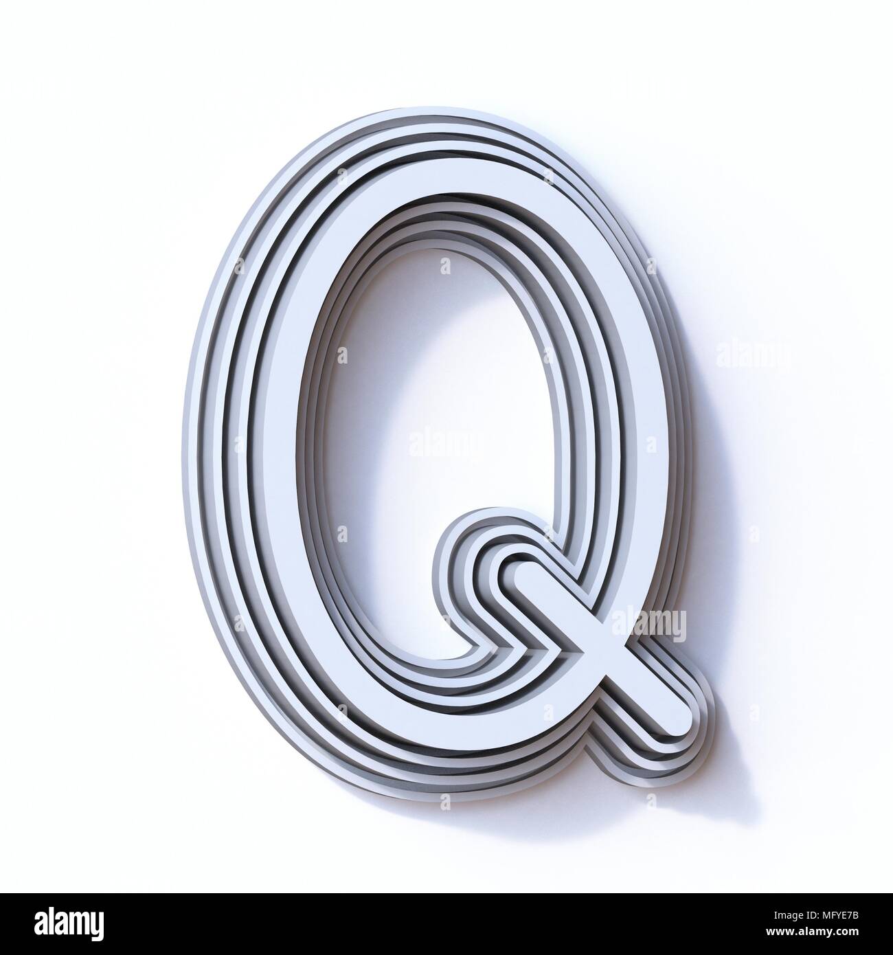 Three steps font letter Q 3D render illustration isolated on white ...