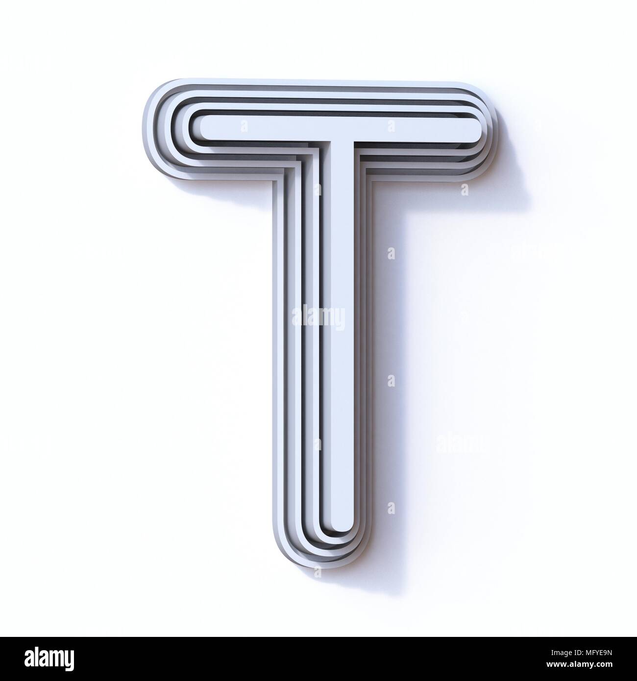 Three steps font letter T 3D render illustration isolated on white ...