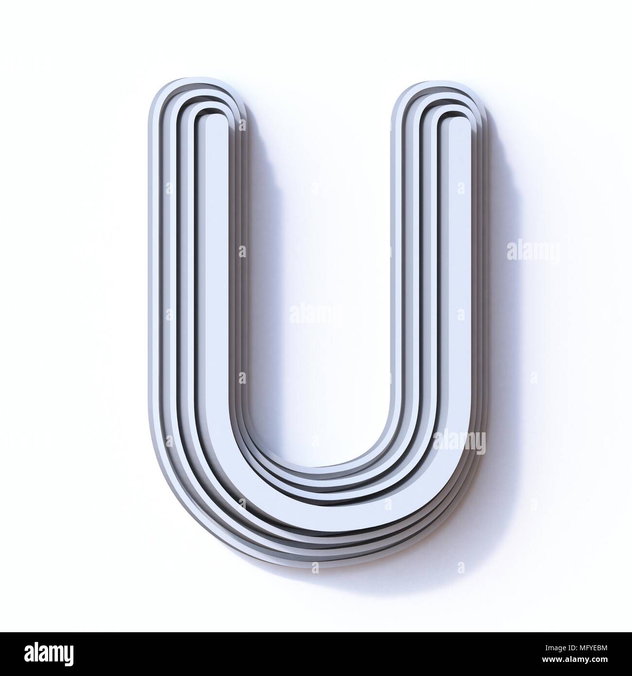 Three steps font letter U 3D render illustration isolated on white ...