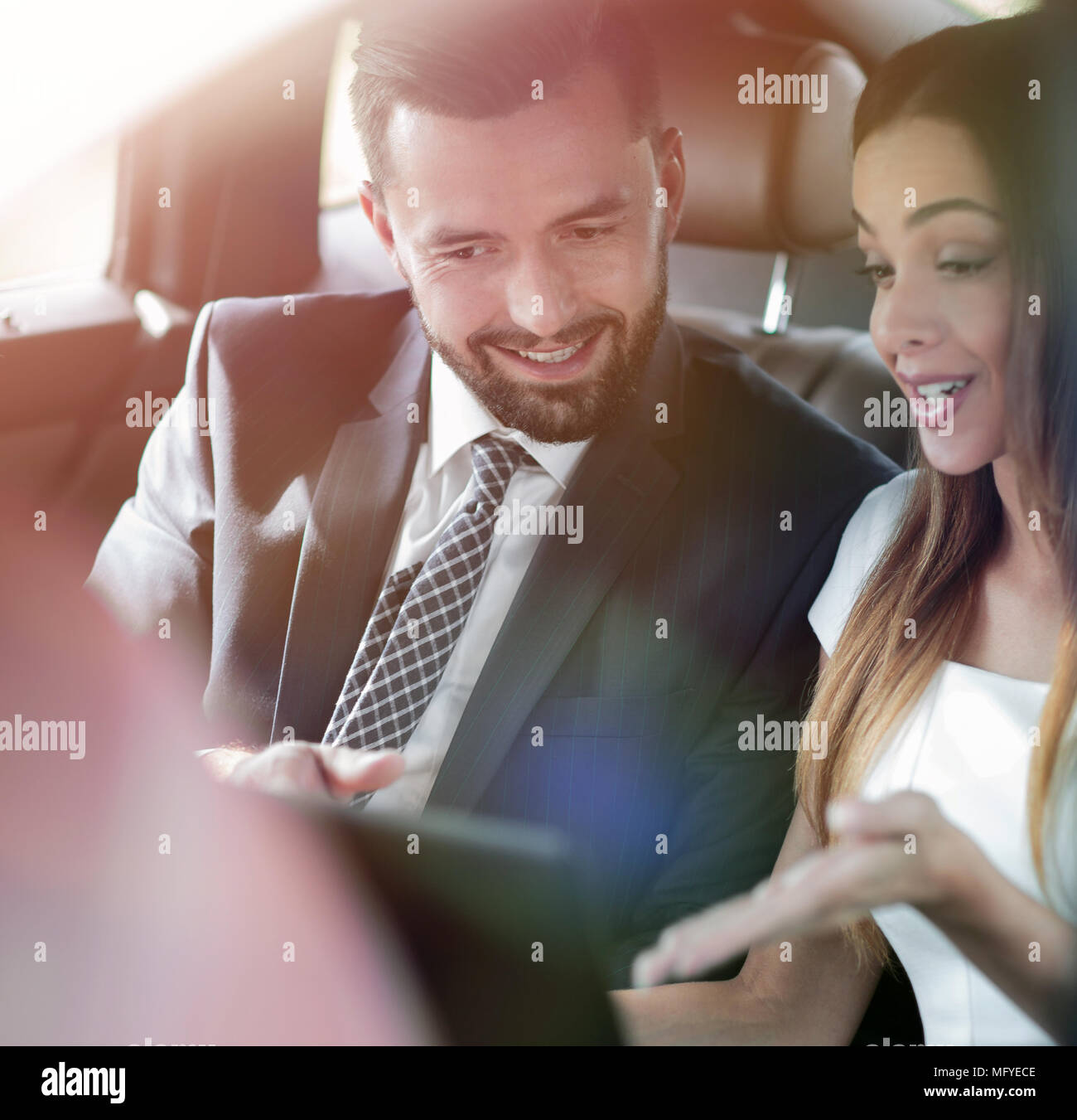 Woman driver man in backseat hi-res stock photography and images - Alamy