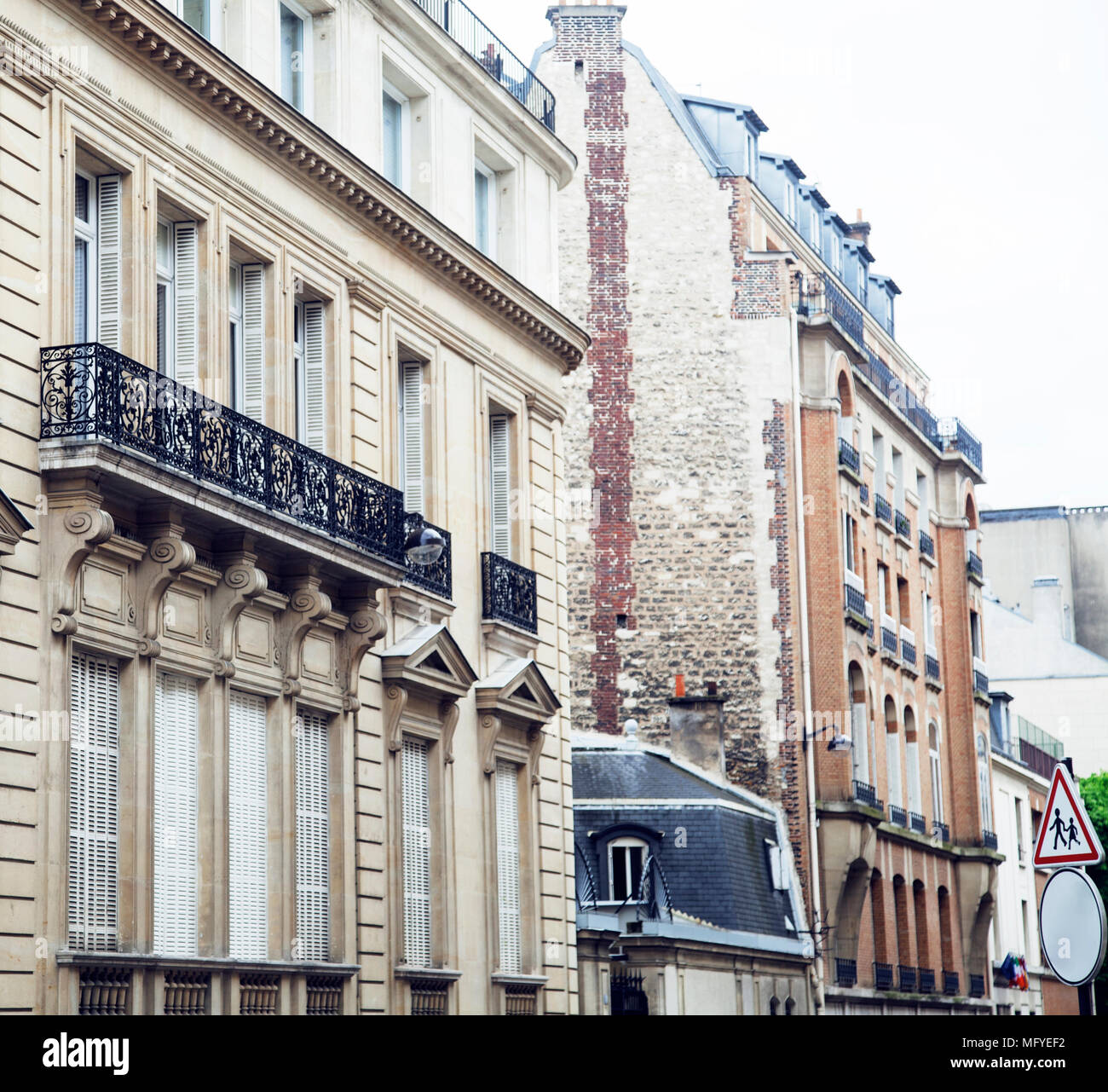 houses on french streets of Paris. citylife concept Stock Photo - Alamy
