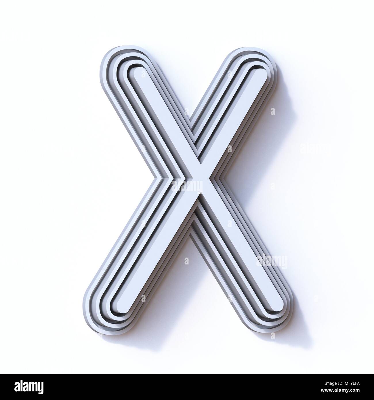 Three steps font letter X 3D render illustration isolated on white ...