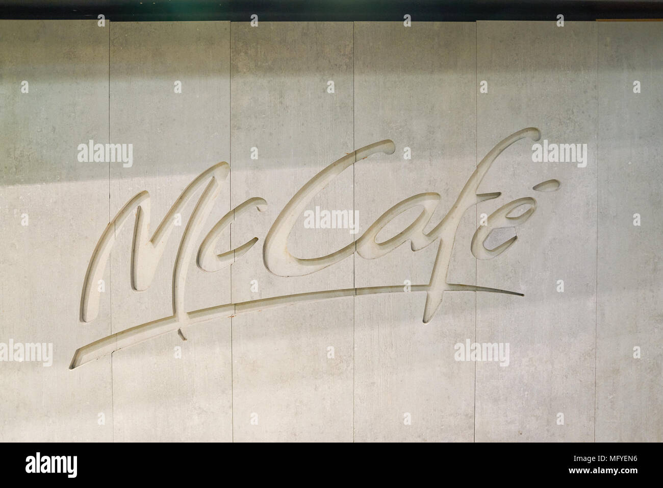 ROME, ITALY - CIRCA NOVEMBER, 2017: close up shot of McCafe sign Stock ...