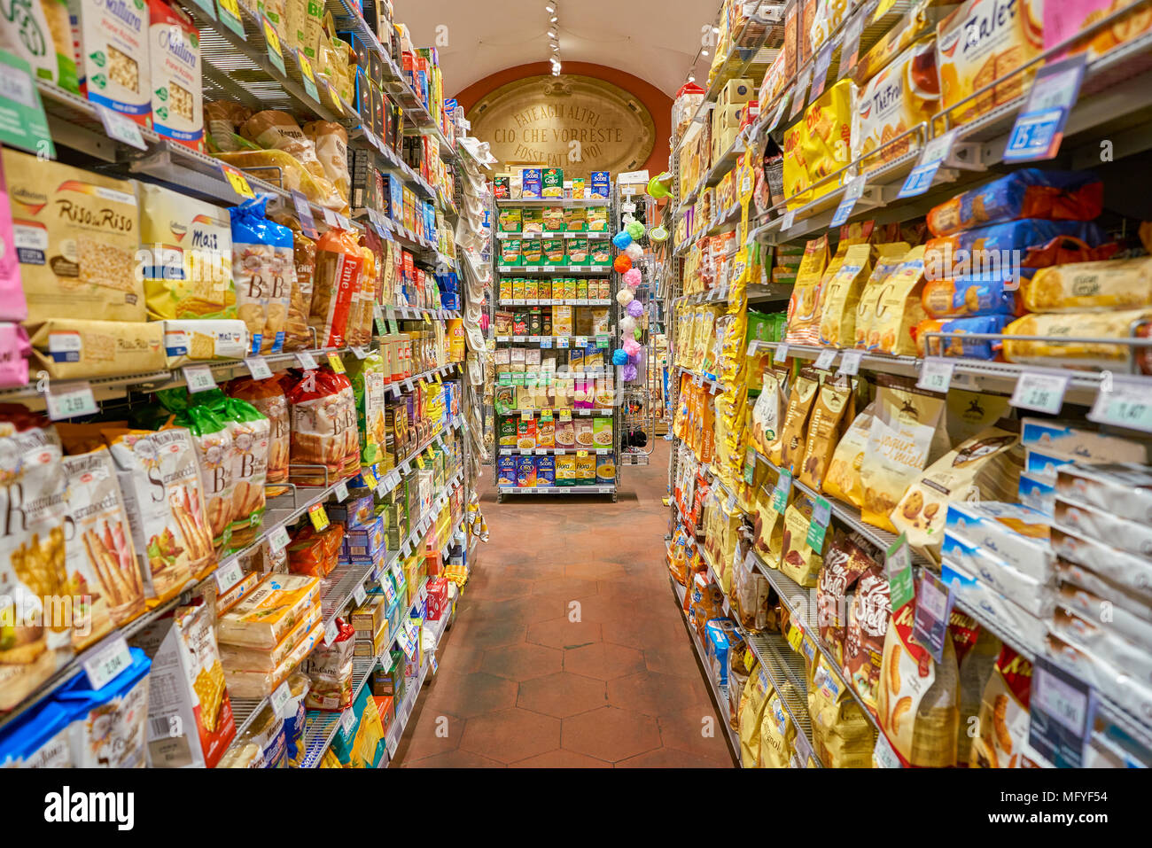 ROME, ITALY - CIRCA NOVEMBER 2017: inside Carrefour Express store in ...