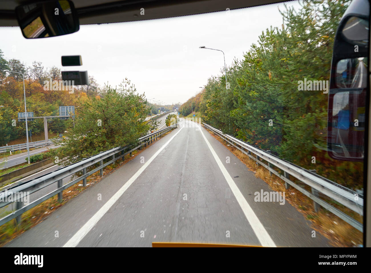 MILAN MALPENSA, ITALY - CIRCA NOVEMBER, 2017: view from Airport Bus ...