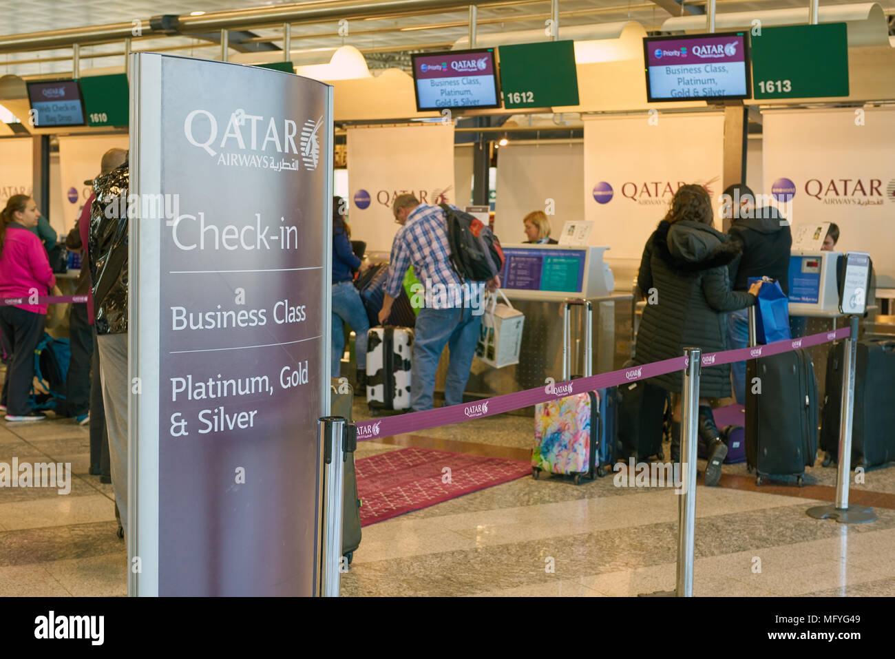 Qatar airways terminal 1 hi-res stock photography and images - Alamy