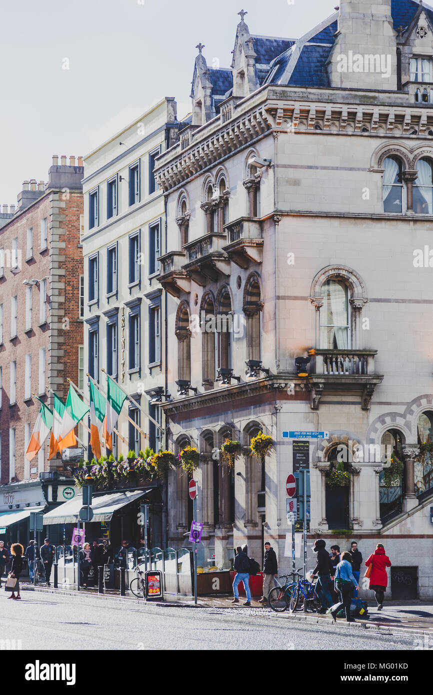 DUBLIN, IRELAND- April 25th, 2018: architectural style of buildings in ...