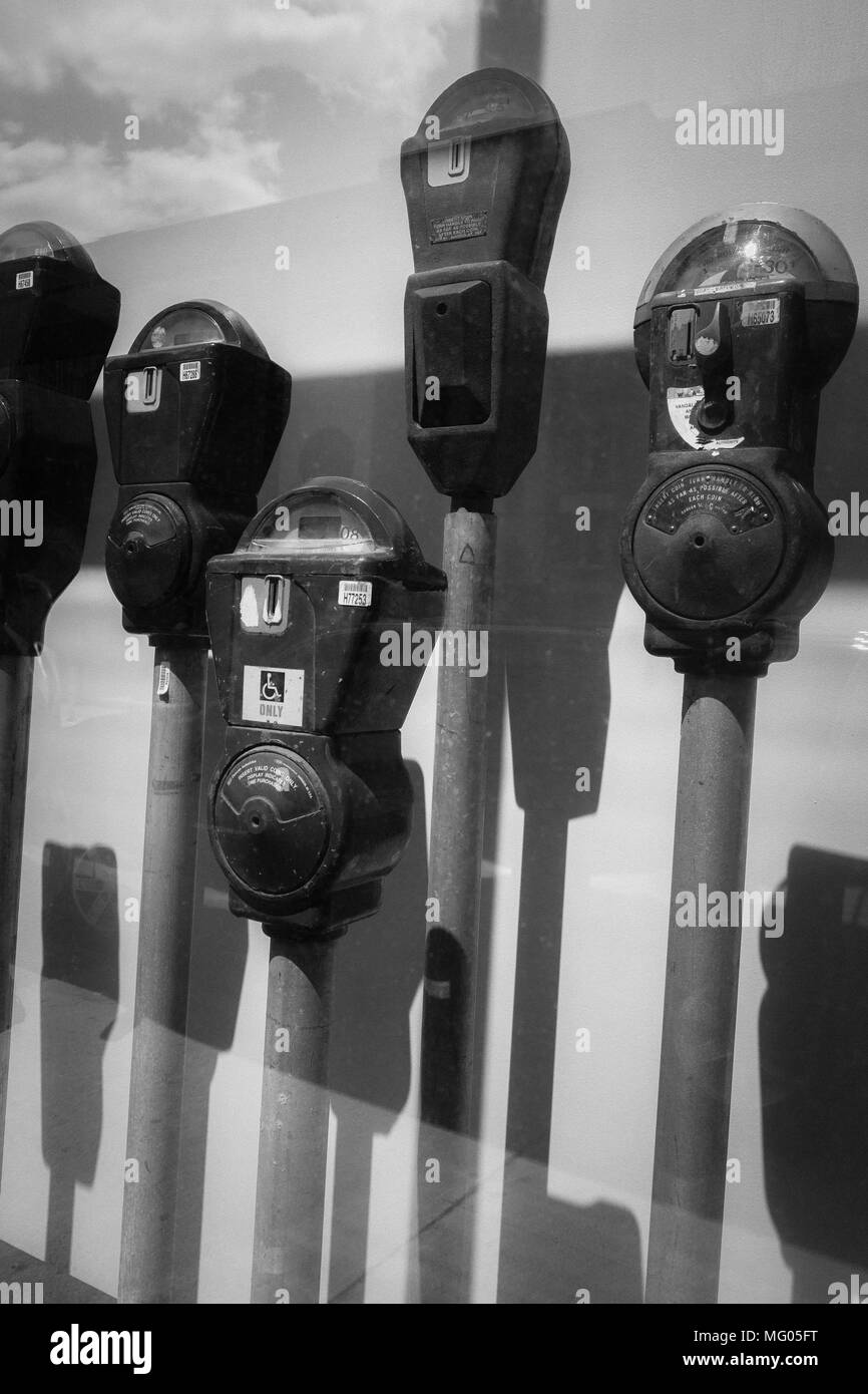 Pay display parking meter Black and White Stock Photos & Images - Alamy