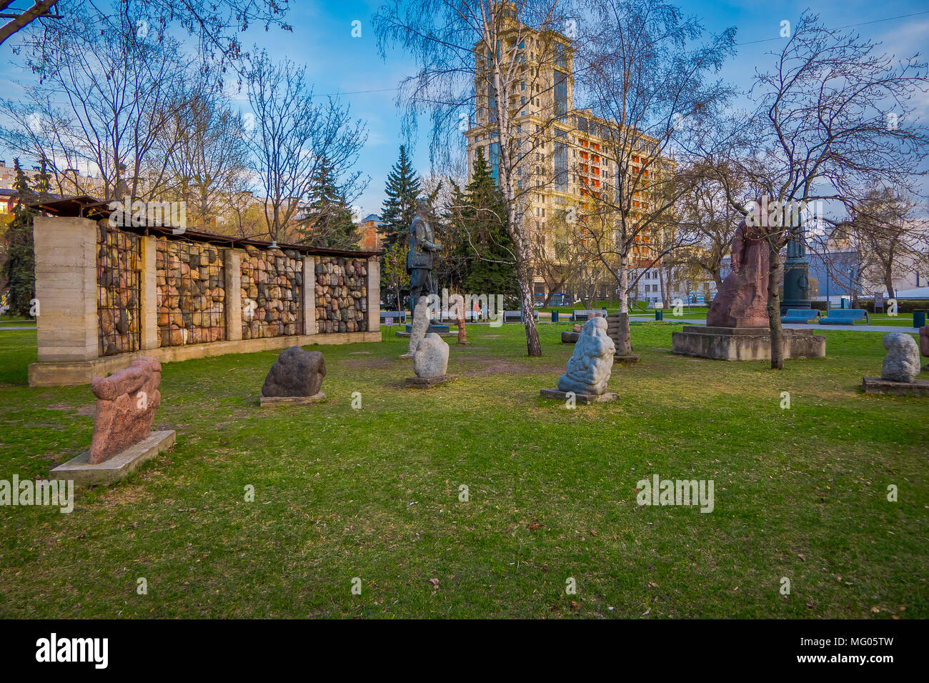 MOSCOW, RUSSIA - AUGUST 02, 2008: View of monument with portraits of ...