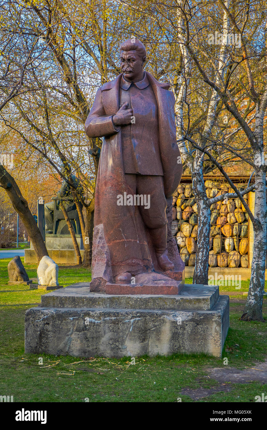 MOSCOW, RUSSIA- APRIL, 24, 2018: Close up of bronze sculpture of Joseph ...