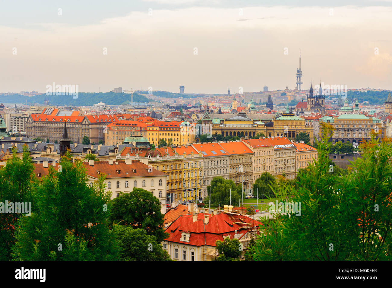 Saturated landscape of Prague (Praha), capital of the Czech Republic ...